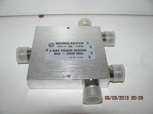 MICROLAB/FXR D4-77FN 800-2500 MHZ 4-WAY POWER SPLITTER COAXIAL RF N CONN. | eBay