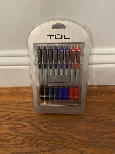 TUL Retractable Gel Pens Medium Point 0.7mm Black Blue Navy Blue Red 8 ...