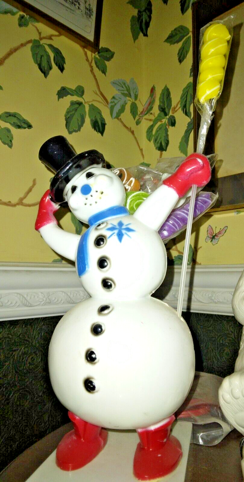 Vtg Christmas 1950 Frosty The Snowman Miller plastic Lighted light W ...