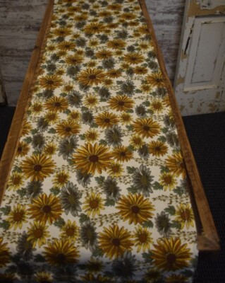 New Primitive Farmhouse Gray Mustard DAISY SUNFLOWER TABLE RUNNER ...