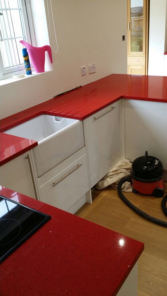 Red Sparkly Quartz Kitchen Worktops 20mm. Supply Only Starts from £999 ...