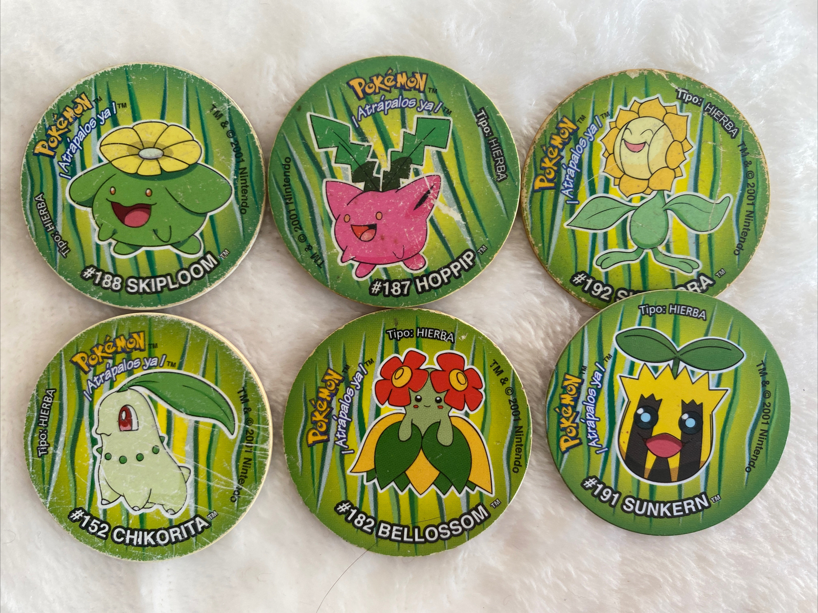 Tazos Pokemon 3 2001 Lot Of 6 Tazo Sabritas Mexico Pogs ORIGINAL Grass ...