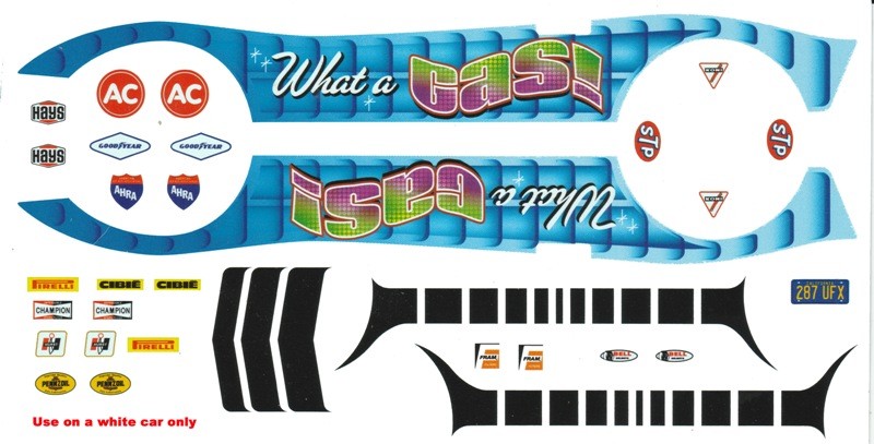 WHAT A GAS NHRA AHRA Drag Car 1/24th - 1/25th Scale Waterslide Decals ...