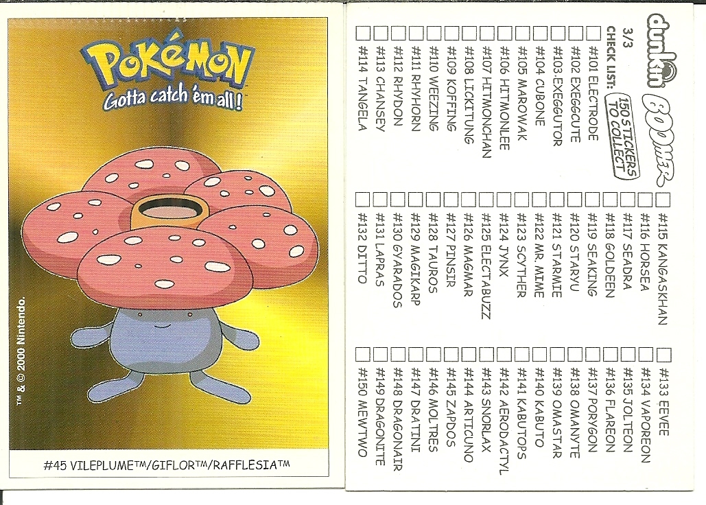CARTE - VILEPLUME : GIFLOR : RAFFLESIA - POKEMON / CARD STICKERS TO ...