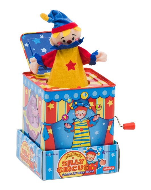 Schylling Silly Circus Jack In Box Toy classic clown plays pop goes the weasel | eBay