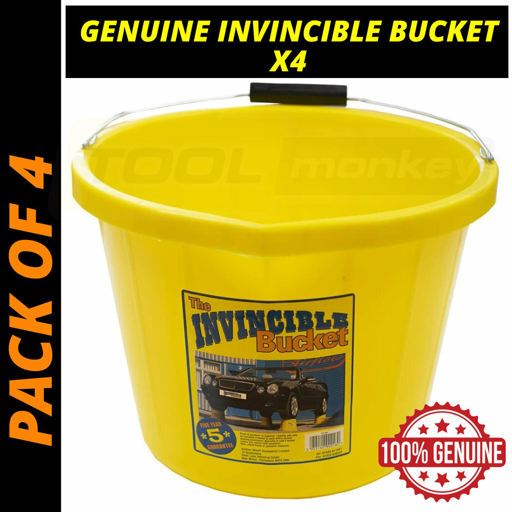 4x Invincible Builders Bucket - Heavy Duty Extra Strong Builders Bucket ...