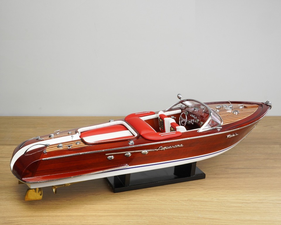 21" Red Riva Model Ship Italia Wooden Speed Boat Scale 1:16 Christnas ...