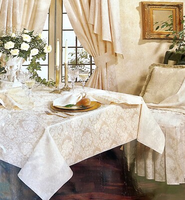 New Vintage ROYAL PALACE DAMASK Round 90” Champagne Banquet Size ...