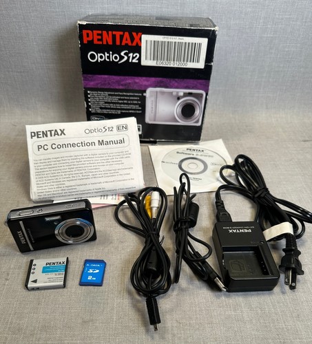 PENTAX Optio S12 12MP Digital Compact Camera w/ box, SD Card, CD ...