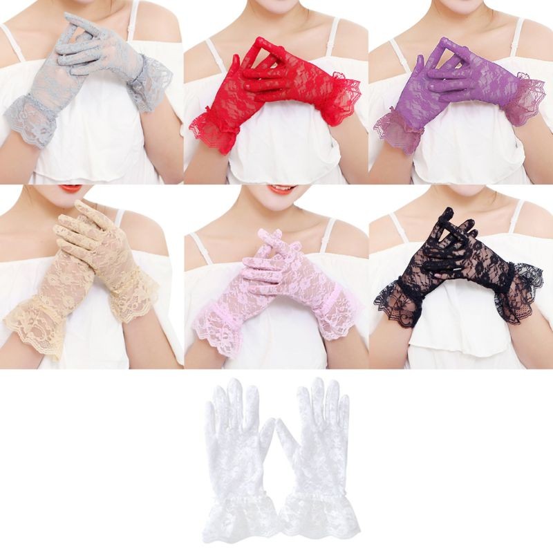 Women Short Lace Gloves Elegant Summer Princess Formal Dressy Wedding ...