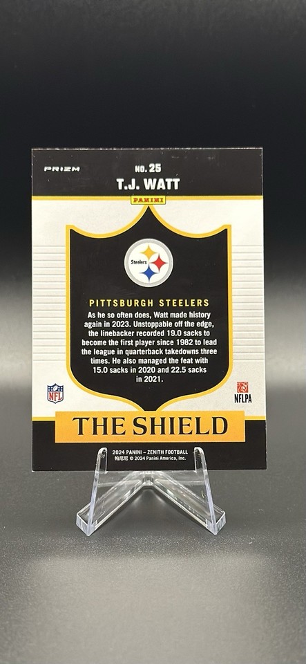2024 TJ Watt Zenith The Shield #25 Case Hit Pittsburgh Steelers | eBay