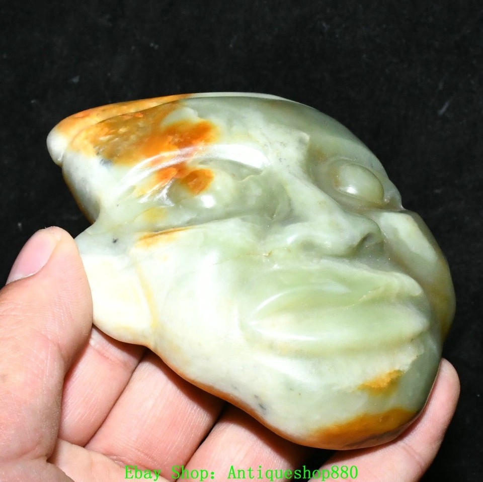 3.9''Hongshan Culture Natural Hetian Jade People Person Face Mask ...