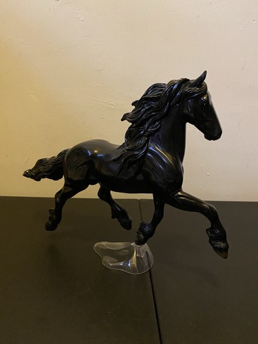 Breyer Semigloss Black Goffert 369 Friesian Stallion #702 w/ Stand NICE ...