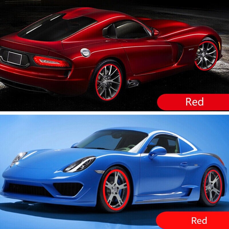 26FT Red Vehicle Car Wheel Hub Rim Trim Guard Protector Rubber Strip ...