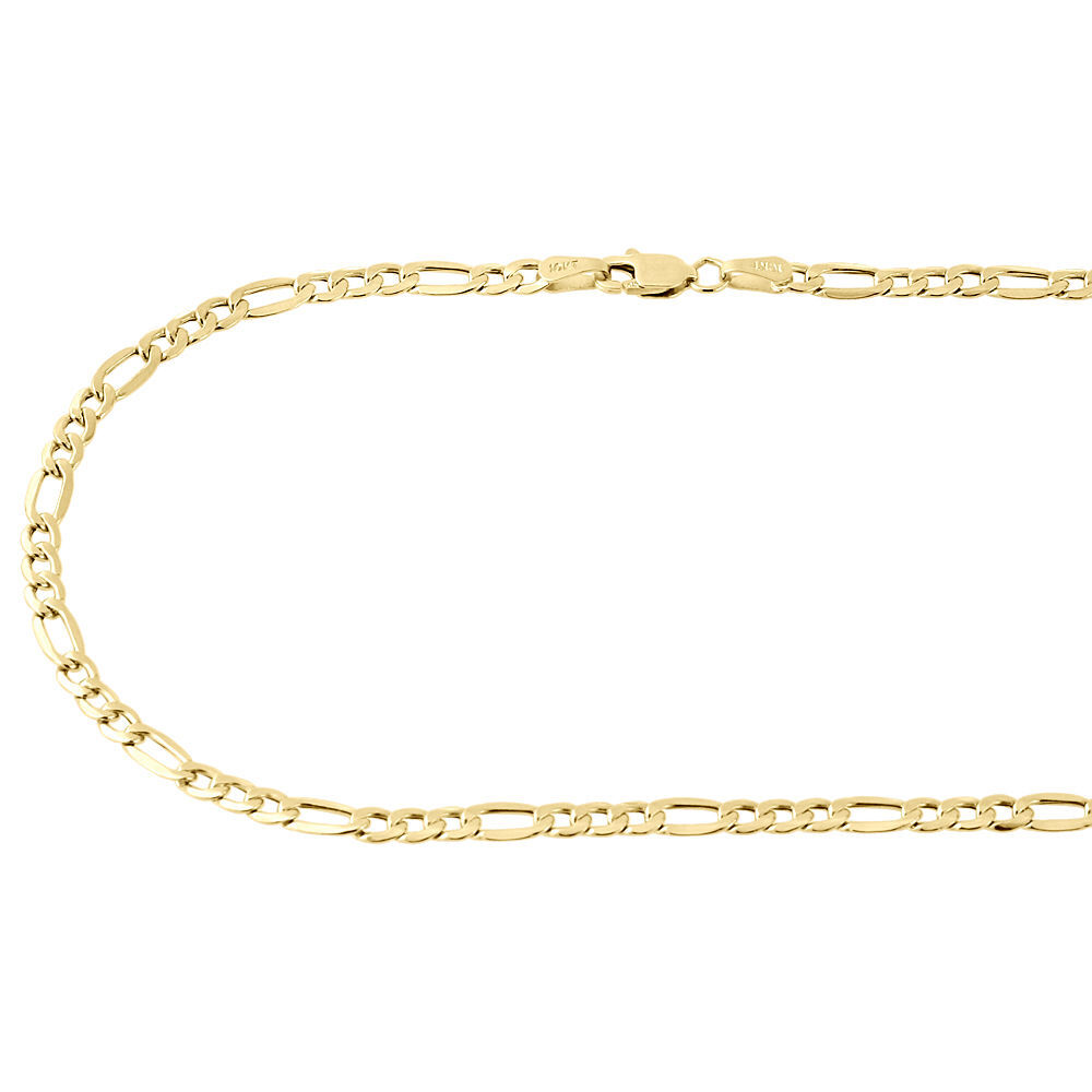 Genuine 10K Yellow Gold Figaro Chain 3.50mm Necklace High Polished 16 ...