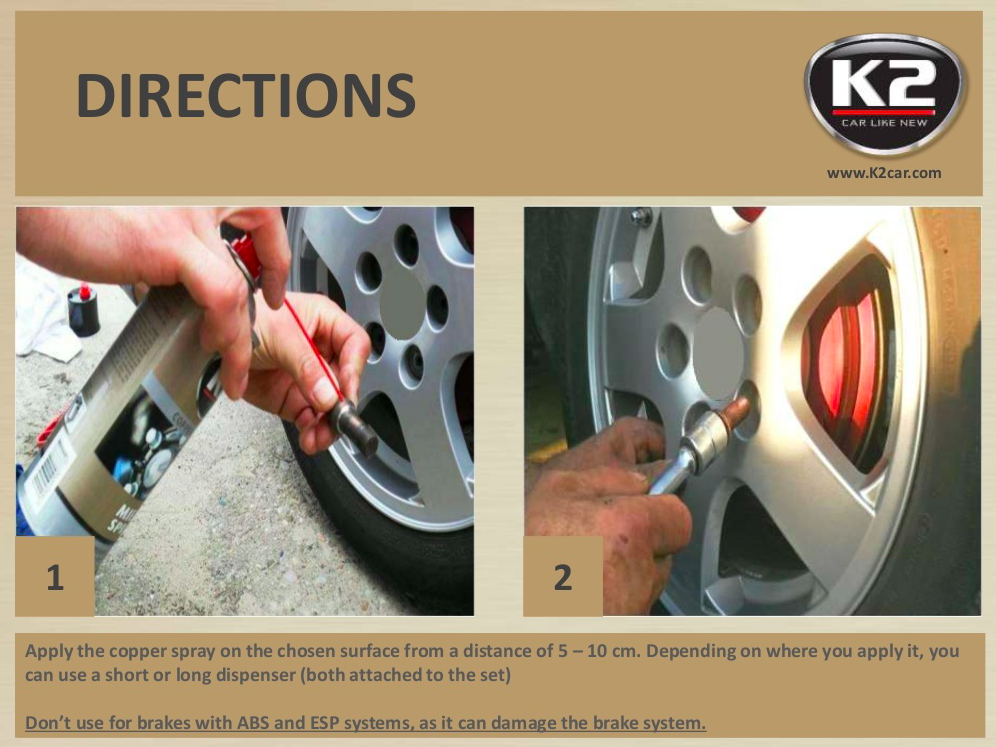 2 x K2 COPPER GREASE Water Heat Resistant Lubricant Spray Reduce ...