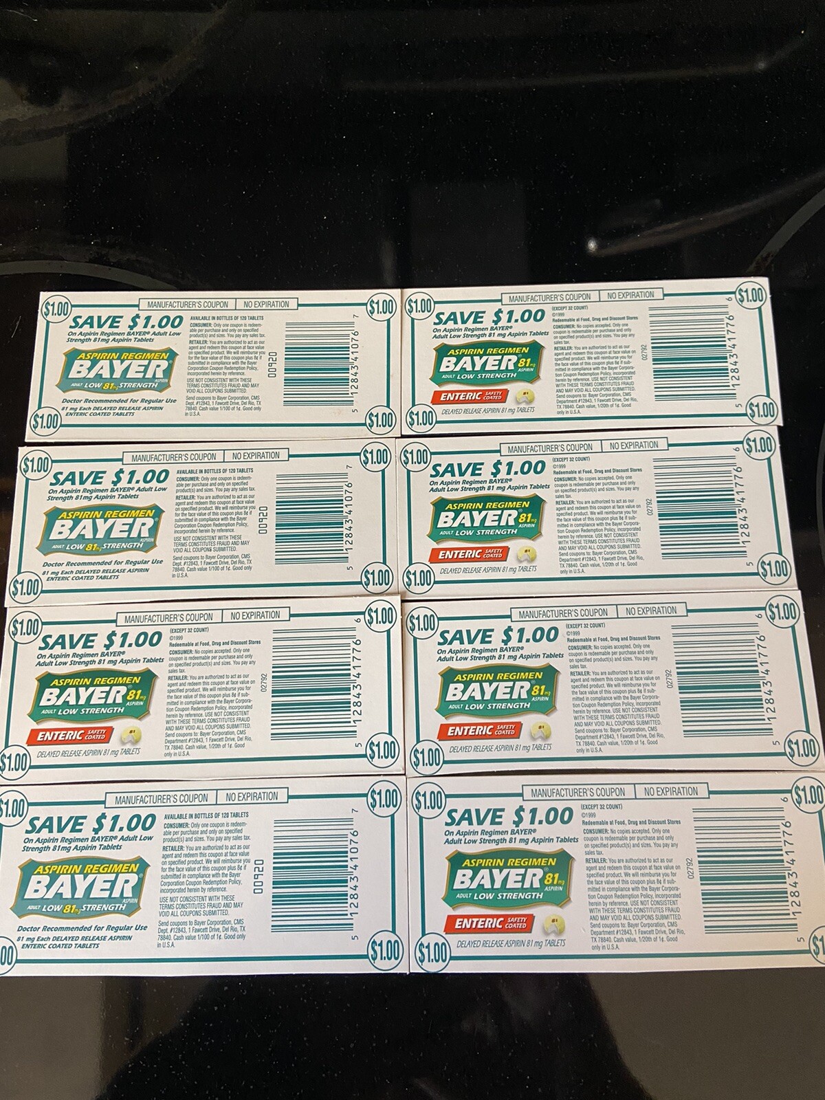 8 - $1 Coupons - Safety Coated Bayer Aspirin Regimen 81mg Strength, no ...