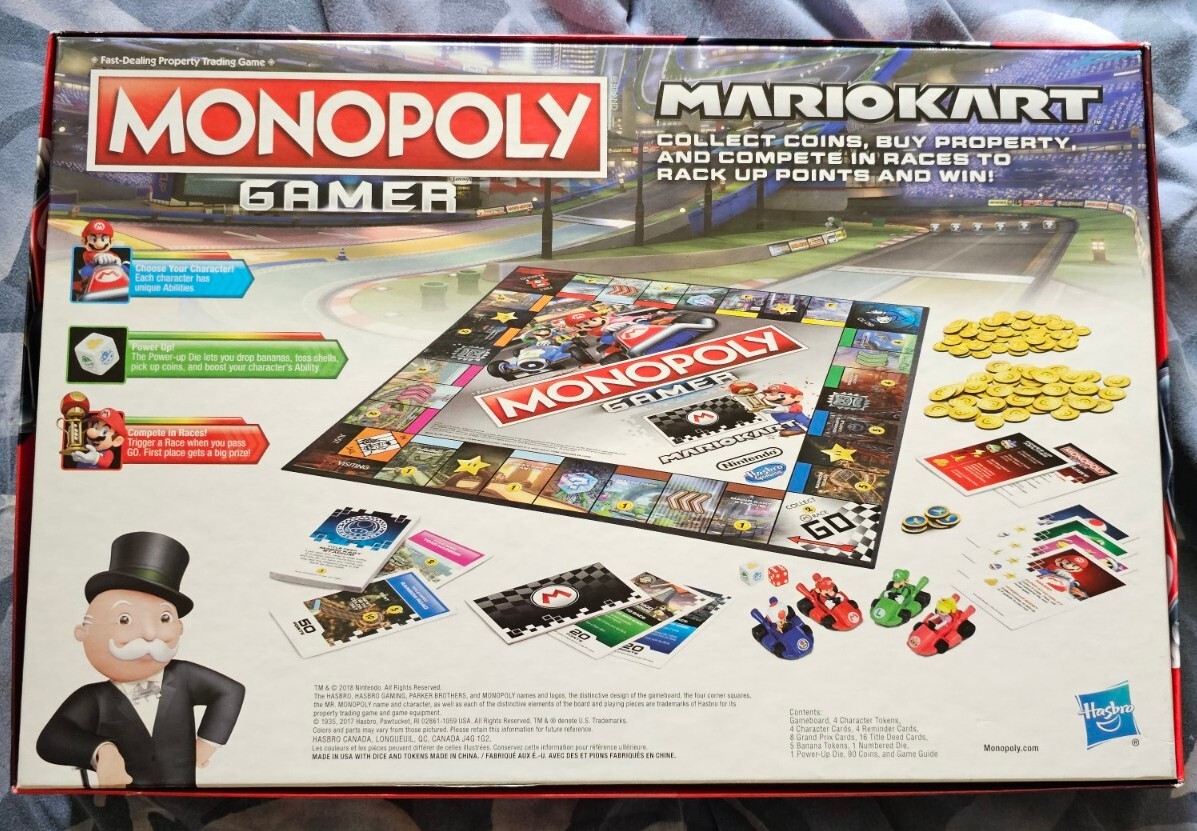 Nintendo Mario Kart Monopoly Gamer Version- Hasbro Board Game- Complete ...