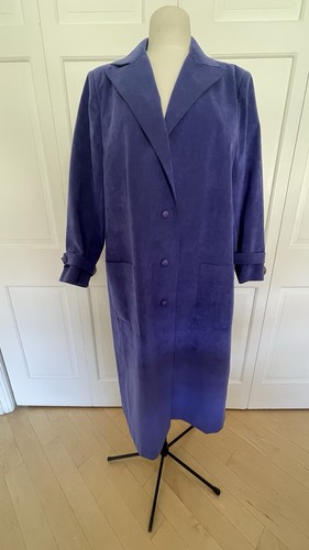 Vintage Vivid Blue Purple Long Suede Trench Coat Baron Peters | eBay