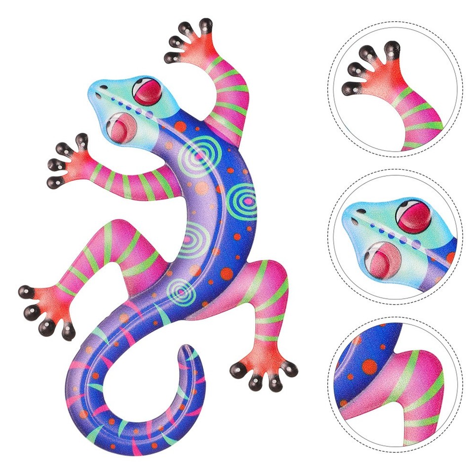 Gecko Garden Wall Ornament Metal Art Decor Outdoor Decoration Fence ...