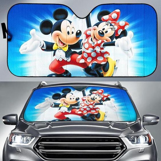 Mickey And Minnie Mouse Couple Happy Valentine Car Windshield Sun Shade ...