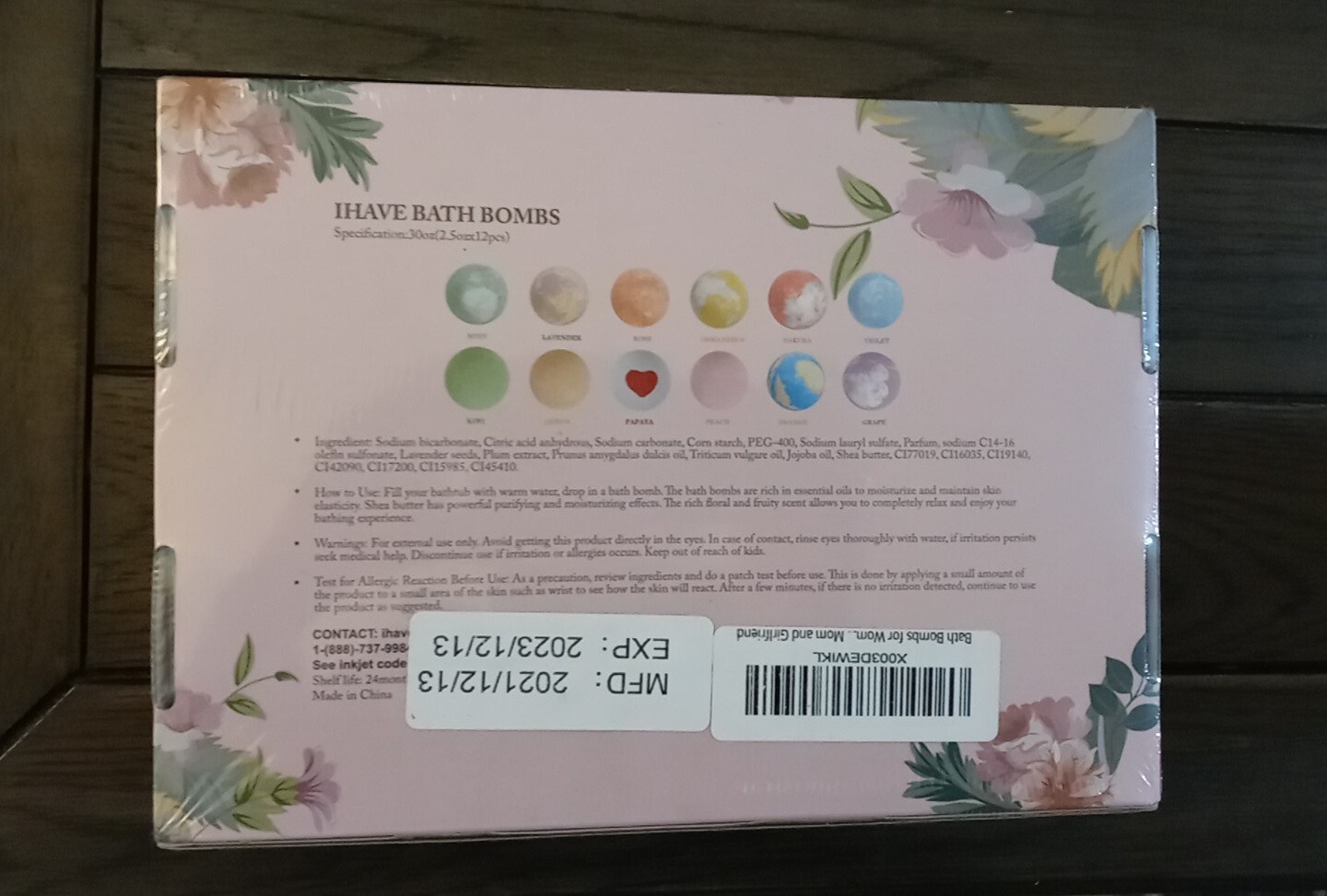 Gift Set 12 Bath Bombs Spa Kiwi Lavender Peach Violet Rose Papaya Mint ...