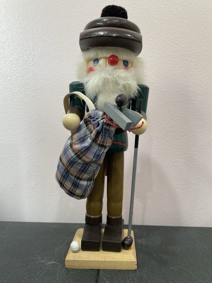 Nutcracker GOLF Handcrafted Wood FIGURINE Christmas 11 1/2" Kaufmanns ...
