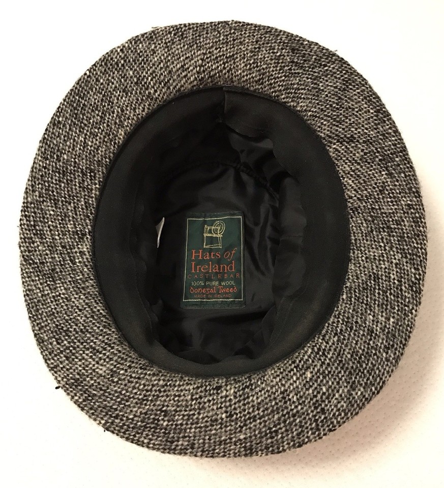 Vtg Donegal Tweed Wool Castlebar Fedora Hat Sz 7 3/8 Gray Black Hats of ...