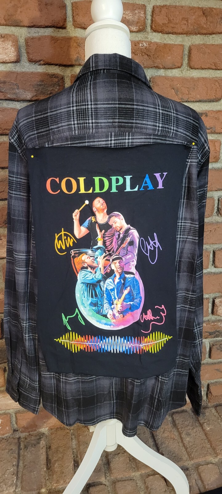 COLDPLAY Vintage logo on upcycled flannel. Custom-ma… - Gem