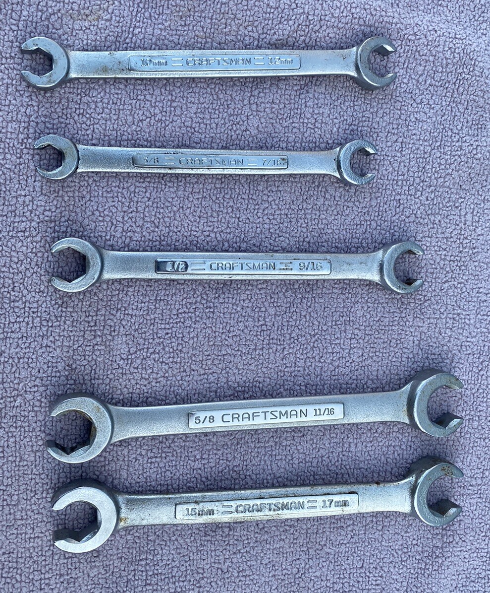 Craftsman Flare Nut Line Wrench Lot Of 5 SAE & Metric 17mm 10mm 5/8” 11 ...