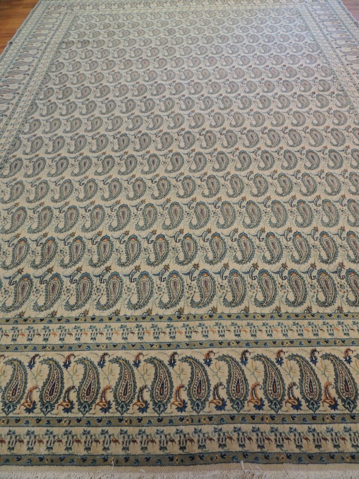 10x14 Antique Paisley design wool Oriental Area Rug green/blue hand ...