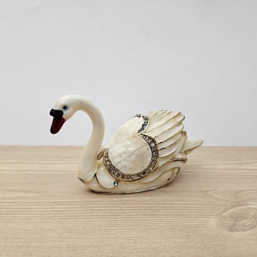 Enamel Bejewled Swan Trinket Jewelry Box | eBay
