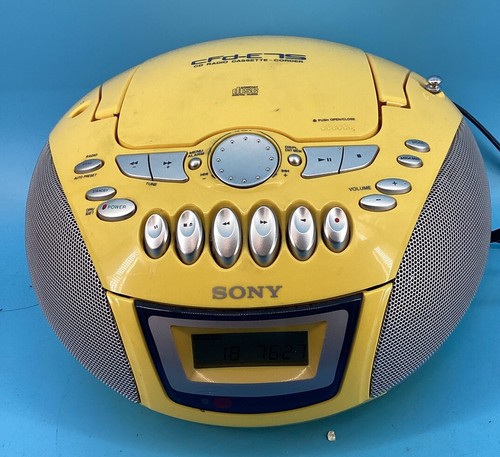 Vintage Sony CFD-E75 CD AM/FM Radio Cassette Boom Box Sphere Yellow ...