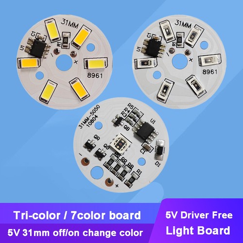 2pcs 5V LED Tri-color 7color Lamp Light Board Bulb Round Light Source ...