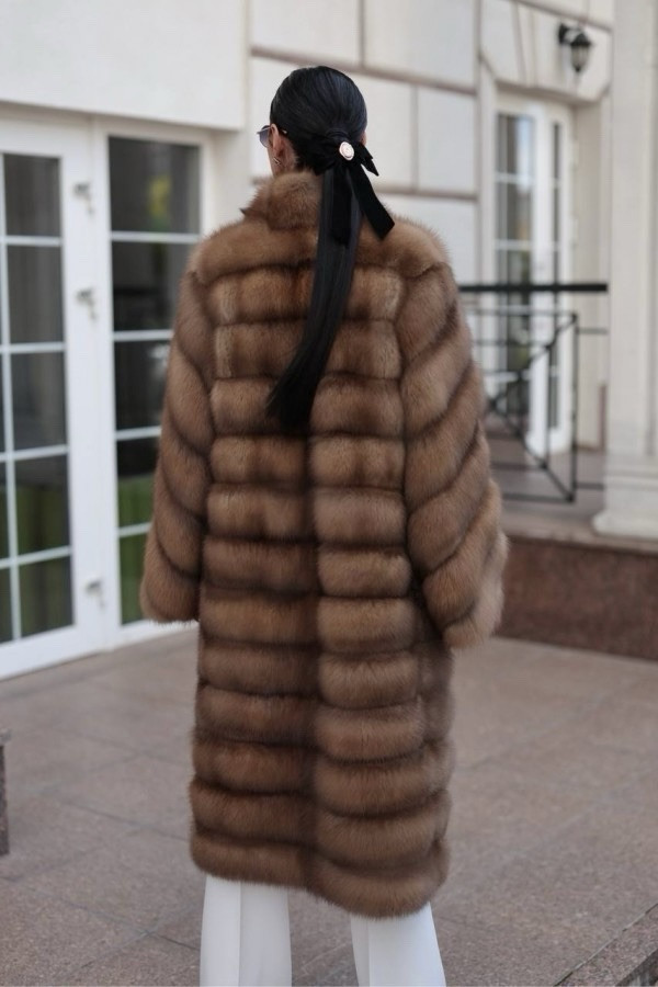 LUXURY NATURAL RUSSIAN SABLE FUR COAT WITH SHAWL COLLAR,soft Sable ...