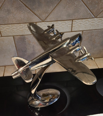 Vintage Heavy Cast Metal Model Propeller Seaplane Table Desk Decor ...