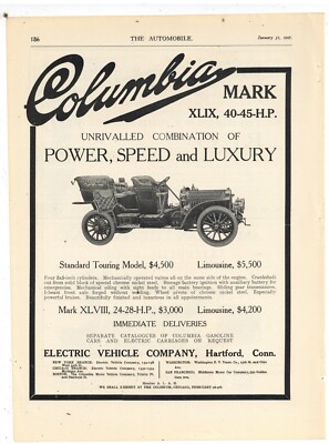 1907 Auto Ads, F&B of Pg: Columbia Mark XLIX, REO, ALCO/American ...