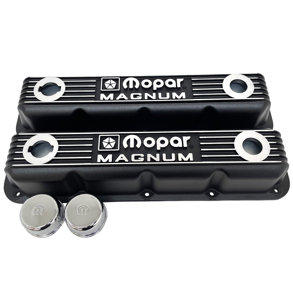 NOS Mopar MAGNUM Black Finned Valve Cover Set, 5.2L / 5.9L V8 | eBay