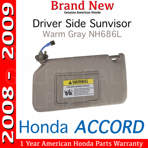 🔥Genuine OEM Honda Accord Driver's Side Warm Gray NH686L Sunvisor 2008 ...