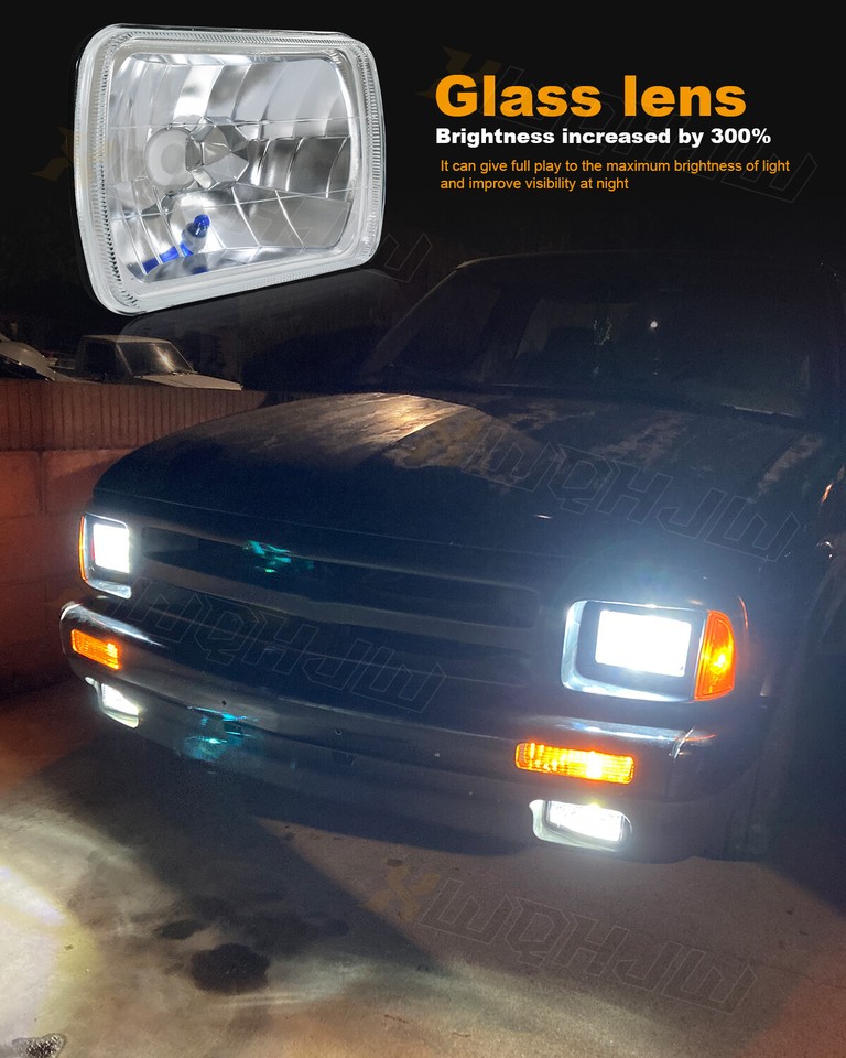 Fit 82-93 Chevy S10 Blazer GMC S15 7X6 Projector White LED Headlight Hi ...