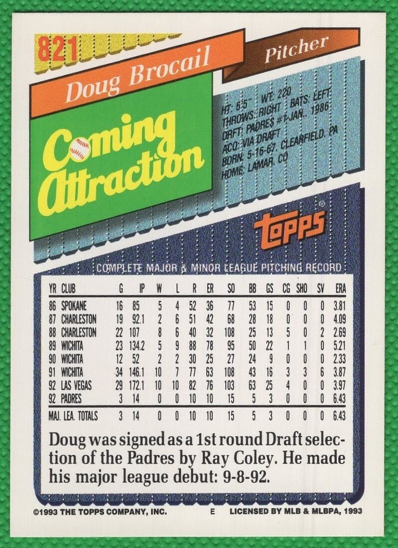 1993 Topps - Coming Attraction #821 Doug Brocail for sale online | eBay