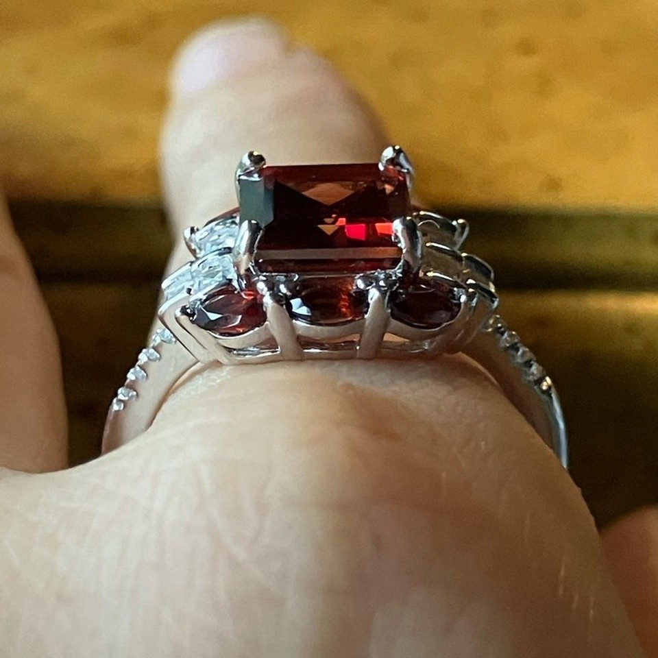 Red Labradorite Vermelho Red Garnet Sterling Silver Ring Size 8.75 | eBay