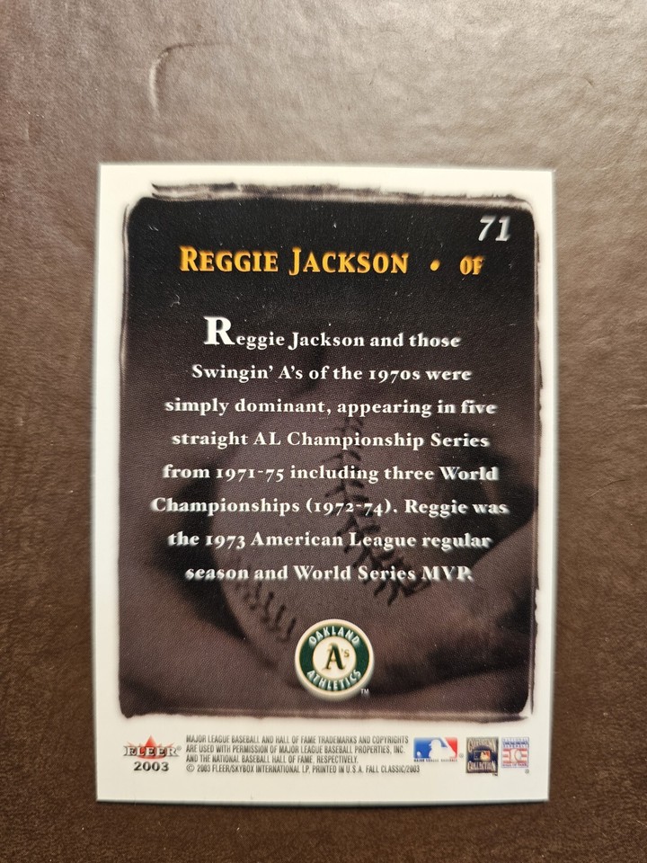 2003 Fleer Fall Classic Oakland A's #71 Reggie Jackson HOF FREE ...