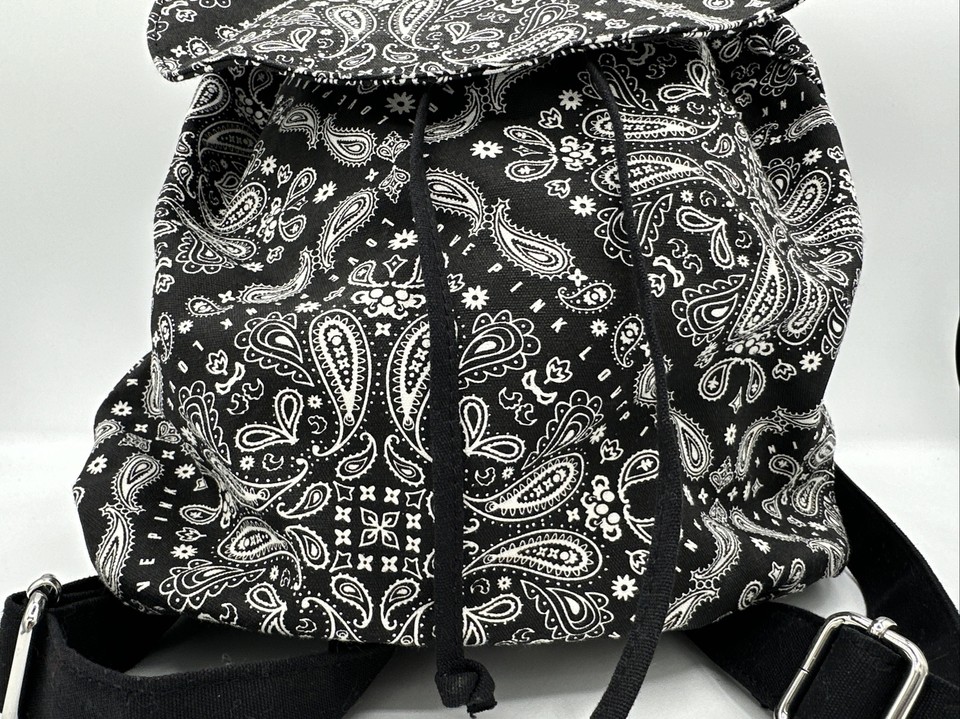 Victoria’s Secret Paisley Mini Drawstring Backpack Black & White Love ...