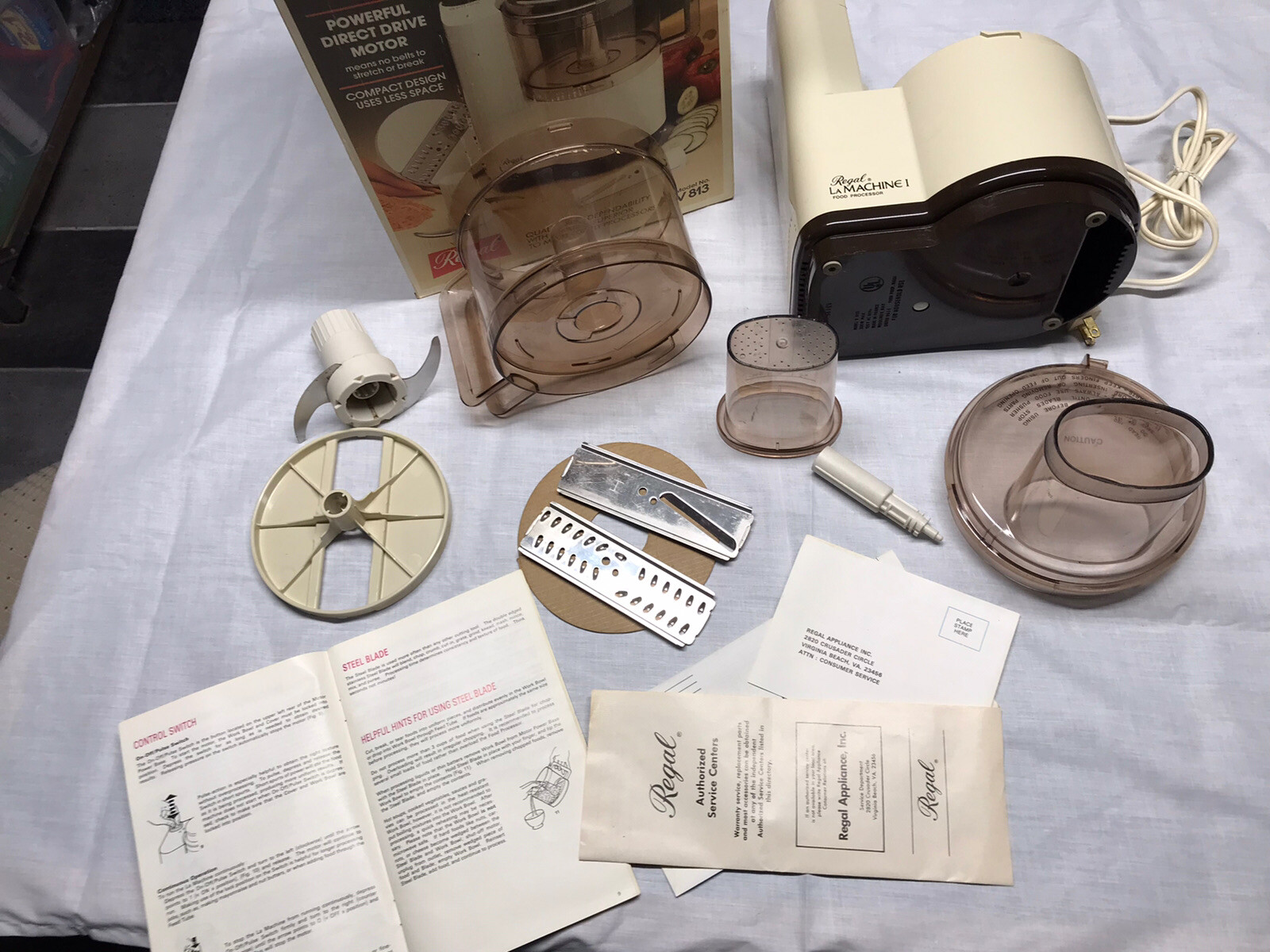 Vintage Regal La Machine 1 Food Processor V813 Almond w/Accessories ...