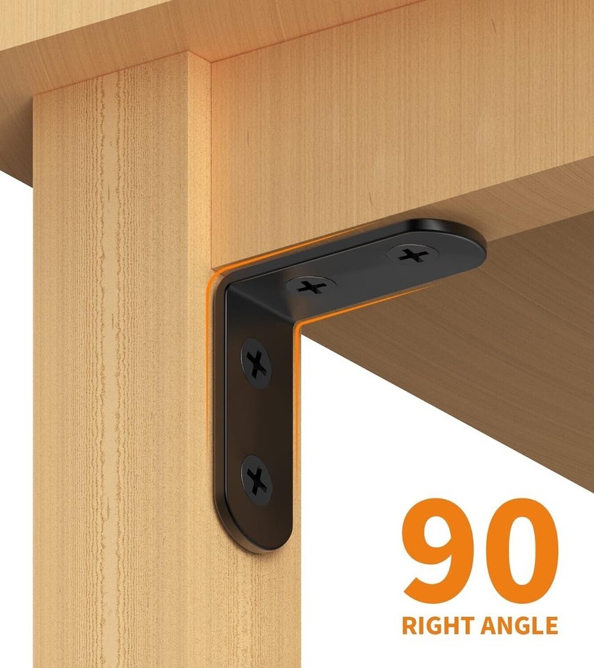 20 PCS L Brackets Corner Braces Sets Black Stainless Steel 90 Degree ...