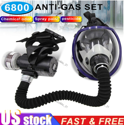6800 Full Face Gas Mask Chemical Paint Spray Respirator Air Breathing ...