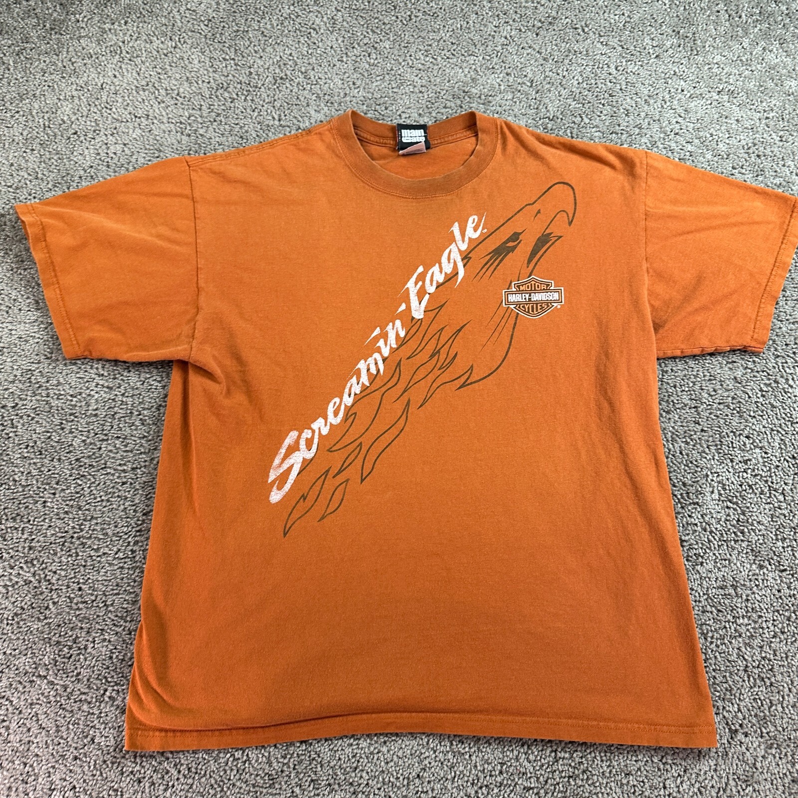 Harley Davidson Shirt Mens Extra Large Orange White S… - Gem
