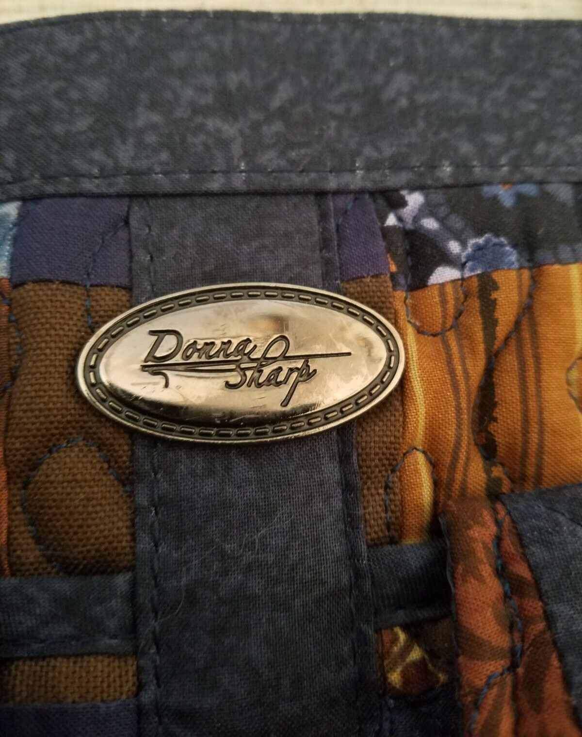 Donna Sharp Quilted Shoulder Handbag Purse Blue Brown… - Gem