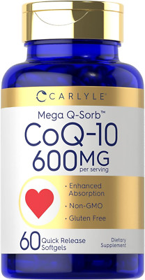 Coq10 600 Mg 60 Softgels Mega Q-Sorb Coenzyme Q-10 with Black Pepper ...